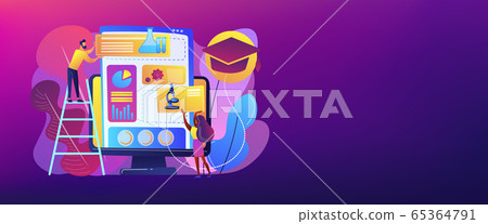 Learning management system concept banner header. - Stock Illustration ...