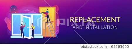 Windows and doors services concept banner header - Stock Illustration ...