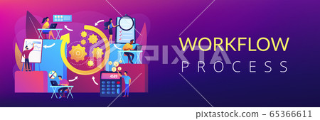 Workflow processes concept banner header. - Stock Illustration ...