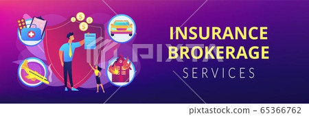 Insurance broker concept banner header - Stock Illustration [65366762 ...