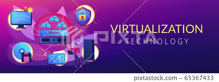 Virtualization technology concept banner header - Stock Illustration ...