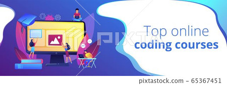 Web development courses concept banner header - Stock Illustration ...
