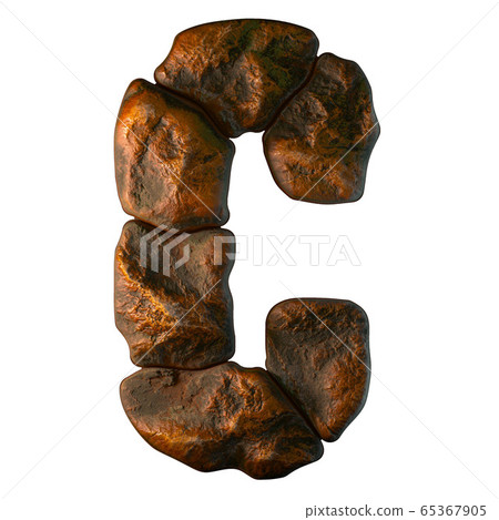 Rocky letter C. Font of stone isolated on white... - Stock Illustration ...