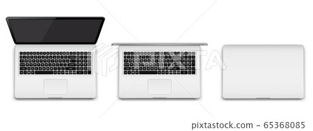 Modern laptop fully opened , partially opened...-插圖素材 [65368085] - PIXTA圖庫