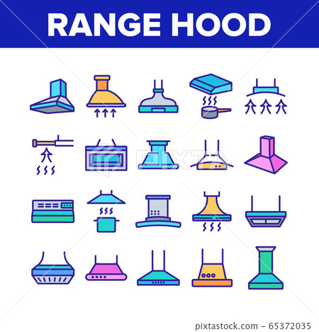 Range Hood Device Collection Icons Set Vector - Stock Illustration ...