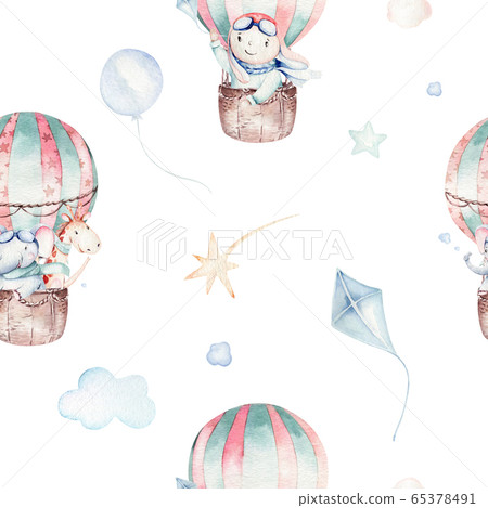 Watercolor set baby cartoon cute pilot aviation... - Stock Illustration ...