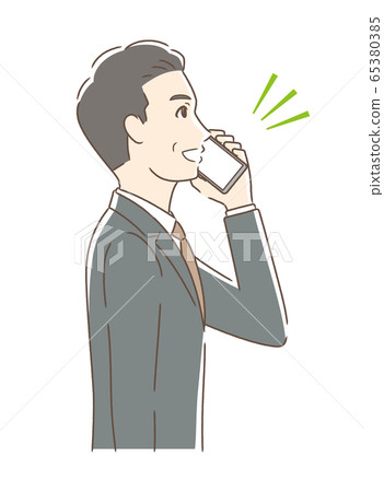 Side profile of a man talking on a smartphone - Stock Illustration ...