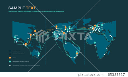 global network cable connections and... - Stock Illustration [65383317 ...