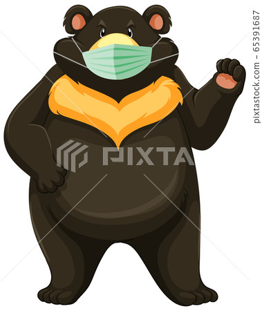 Black bear cartoon character wearing mask - Stock Illustration ...