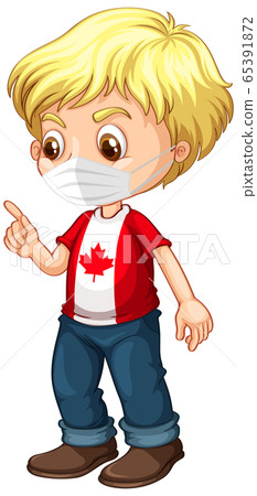 Canadian boy cartoon wearing mask - Stock Illustration [65391872] - PIXTA