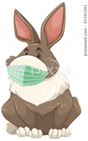 Rabbit cartoon character wearing mask - Stock Illustration [65391891 ...