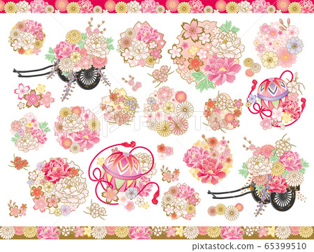 Japanese pattern parts set - Stock Illustration [65399510] - PIXTA