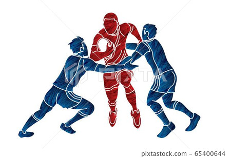 Group of Rugby players action cartoon sport... - Stock Illustration ...