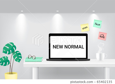 Working at home concept illustration. New Normal - Stock Illustration ...
