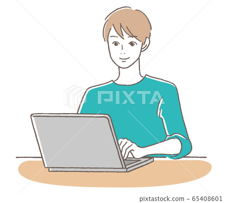 Personal computer smiling man - Stock Illustration [65408601] - PIXTA