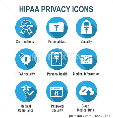 HIPAA Compliance icon set with hippa image - Stock Illustration ...