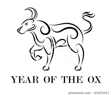 Line Vector Illustration of ox. It is signs of...-插圖素材 [65424421] - PIXTA圖庫