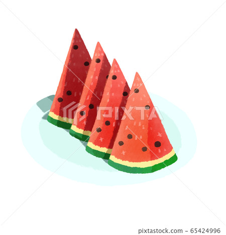 Illustration watermelon triangle platter - Stock Illustration [65424996 ...