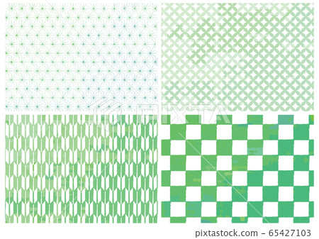 Watercolor Japanese pattern background green - Stock Illustration ...