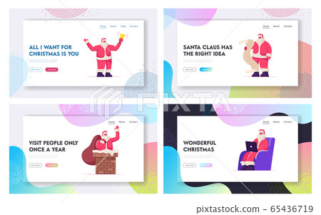 Santa Claus Christmas Greetings Website Landing...-插圖素材 [65436719 ...
