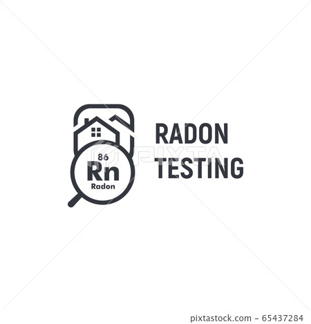 Radon testing first alert kit logotype. Home rn...-插圖素材 [65437284 ...