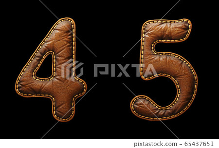 Set of numbers 4, 5 made of leather. 3D render... - Stock Illustration ...