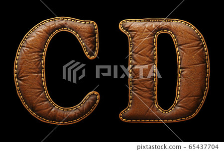 Set of leather letters C, D uppercase. 3D... - Stock Illustration ...