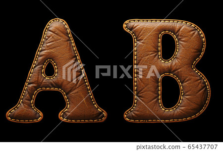 Set of leather letters A, B uppercase. 3D... - Stock Illustration ...