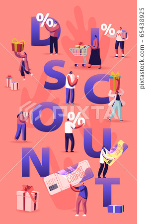 Discount and Sale Concept. Happy People... - Stock Illustration ...