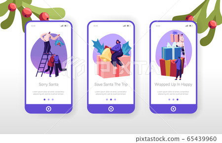 Christmas Holidays Celebration Mobile App Page... - Stock Illustration ...