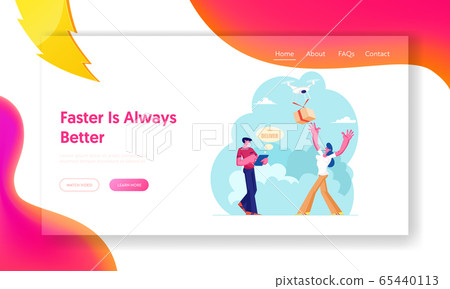 Quadcopter Fast Mail Delivery Service... - Stock Illustration [65440113 ...