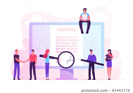 Business People Checking and Signing Contract.... - Stock Illustration ...