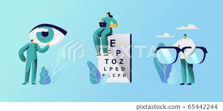 Oculist Doctors Set, Professional Optician Exam... - Stock Illustration ...