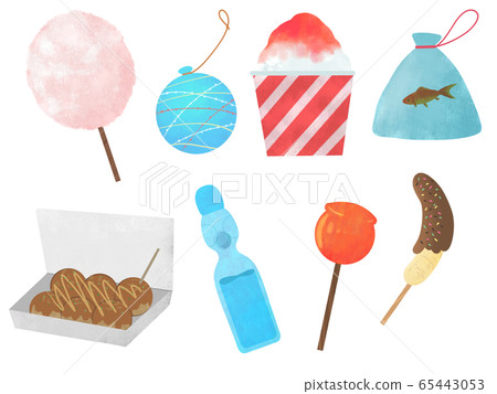 Festival, apple candy, yo-yo, shaved ice,... - Stock Illustration ...