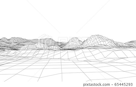 Abstract 3d wire-frame landscape. Blueprint style - Stock Illustration ...