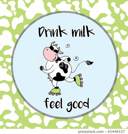 Positive, happy cow on rollers - Stock Illustration [65446337] - PIXTA