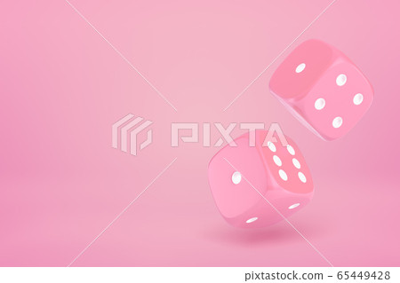 3d rendering of two pink casino dice on pink... - Stock Illustration ...
