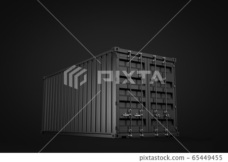 3d rendering of closed black shipping container... - Stock Illustration ...