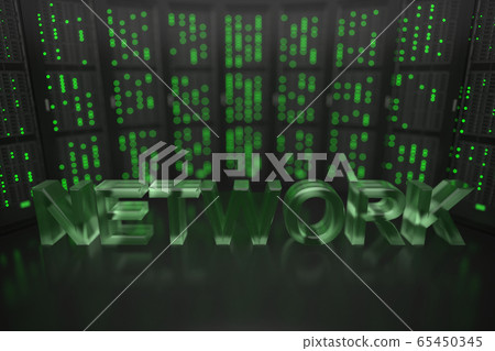 NETWORK text on server room background.... - Stock Illustration ...