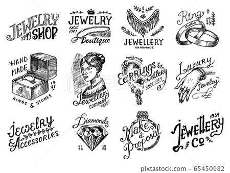 Women's jewelry shop badges and logo set.... - Stock Illustration ...