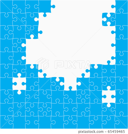 Vector background blue pieces puzzle frame jigsaw - Stock Illustration ...