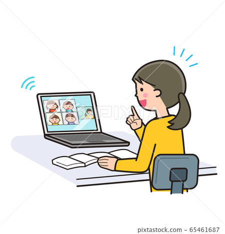 Teacher using a laptop to teach online - Stock Illustration [65461687 ...
