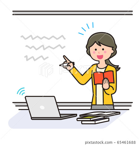 Teacher teaching online using a whiteboard - Stock Illustration ...