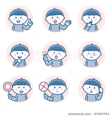 Boy / Facial expression / Round icon / 2 color... - Stock Illustration ...