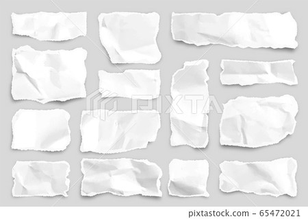 Ripped paper strips. Realistic crumpled paper... - Stock Illustration ...