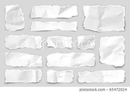 Ripped paper strips. Realistic crumpled paper... - Stock Illustration ...