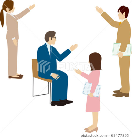 Men and women who raise their hands to guide... - Stock Illustration ...