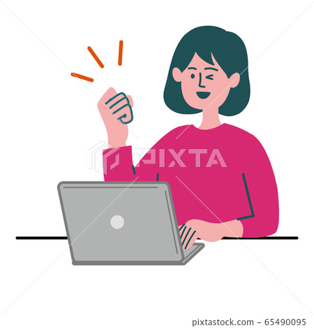 Girl's computer guts pose - Stock Illustration [65490095] - PIXTA