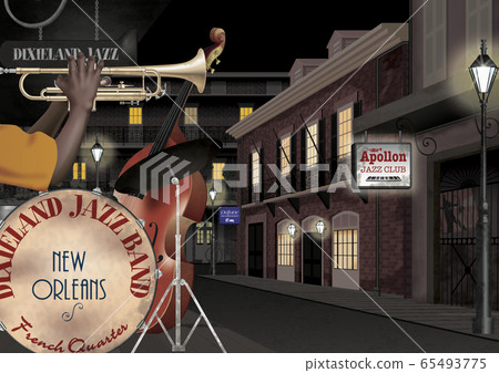 Illustration of New Orleans French Quarter - Stock Illustration ...