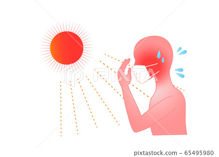 Summer mask and heatstroke silhouette figures - Stock Illustration ...